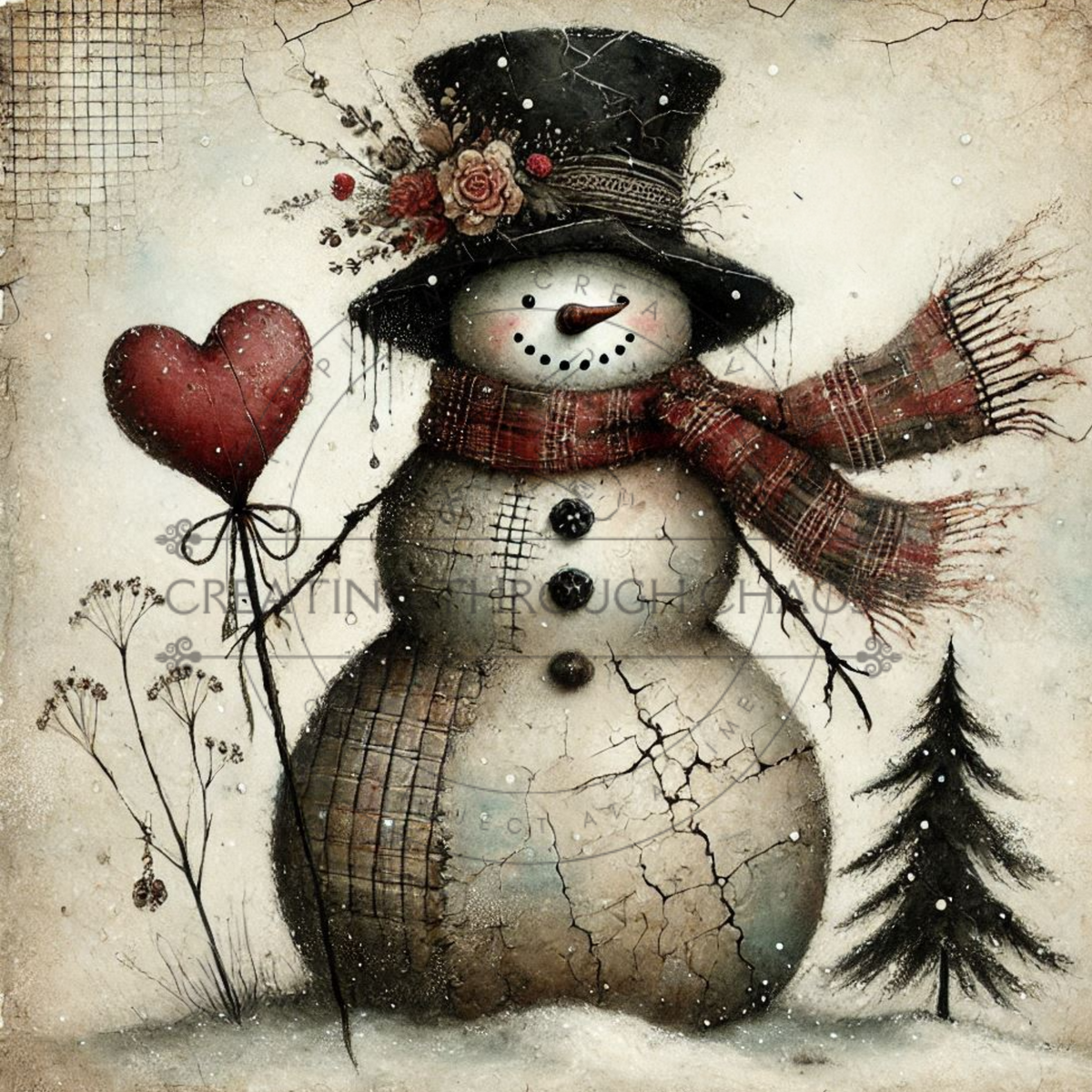 Valentine Snowman 1 Printable – Creating Through Chaos