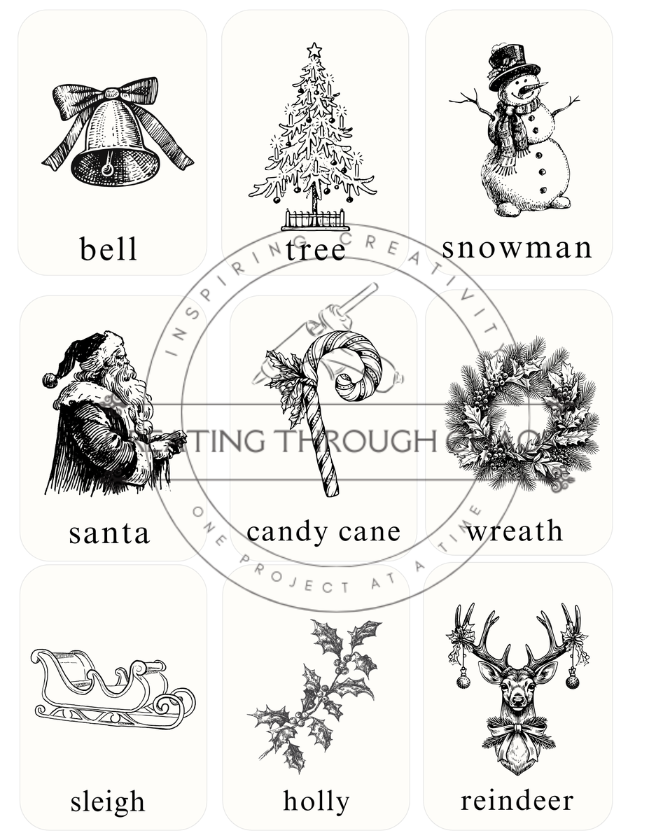 Vintage Style Christmas Picture Flash Cards – Creating Through Chaos