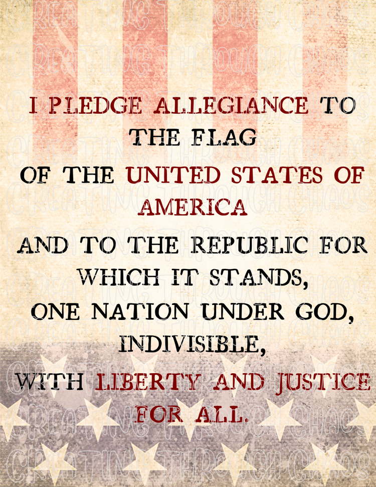Pledge of Allegiance Patriotic Printable – Creating Through Chaos
