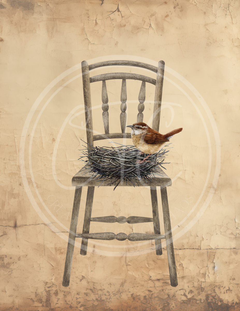 Bird and Nest on Chair Printable – Creating Through Chaos