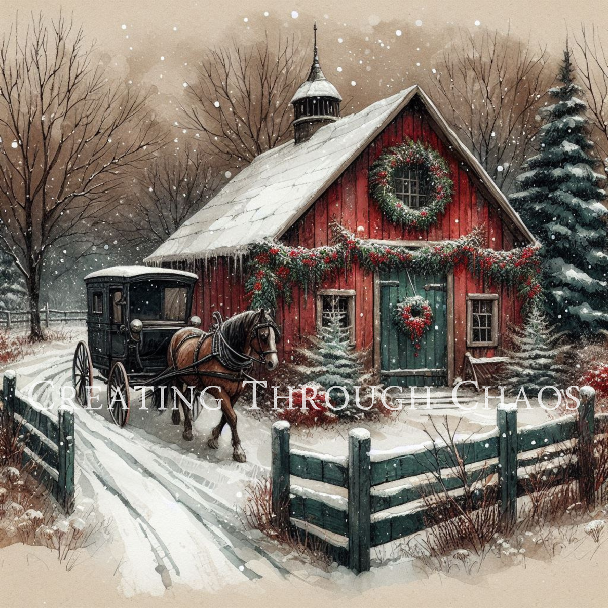 Winter Barn Scene 2 Printable – Creating Through Chaos